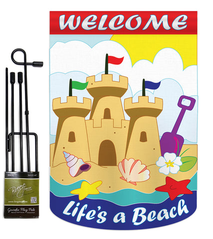 Life's A Beach - Fun In The Sun Summer Vertical Applique Decorative Fl ...