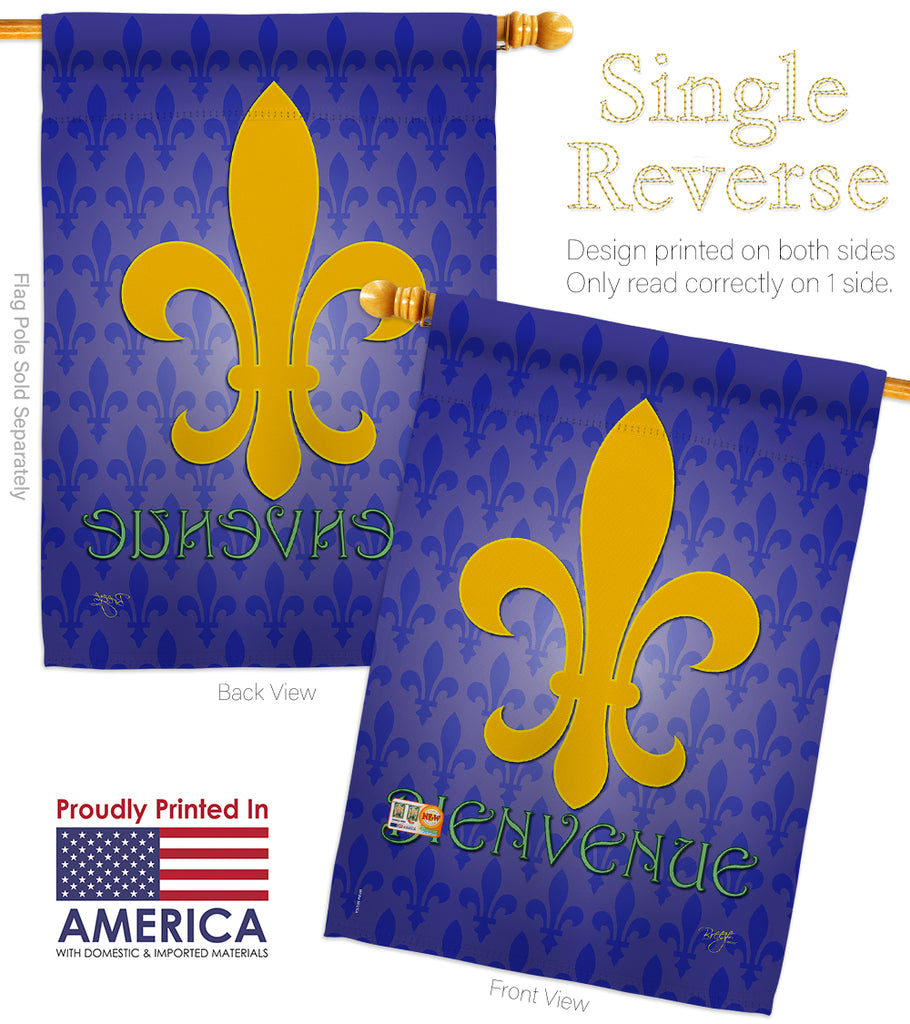 Bienvenue - Fleur De Lys Interests Vertical Impressions Decorative Fla ...