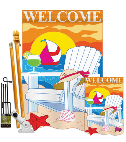 Seaside - Fun In The Sun Summer Vertical Applique Decorative Flags HG1 ...