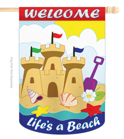 Life's A Beach - Fun In The Sun Summer Vertical Applique Decorative Fl ...