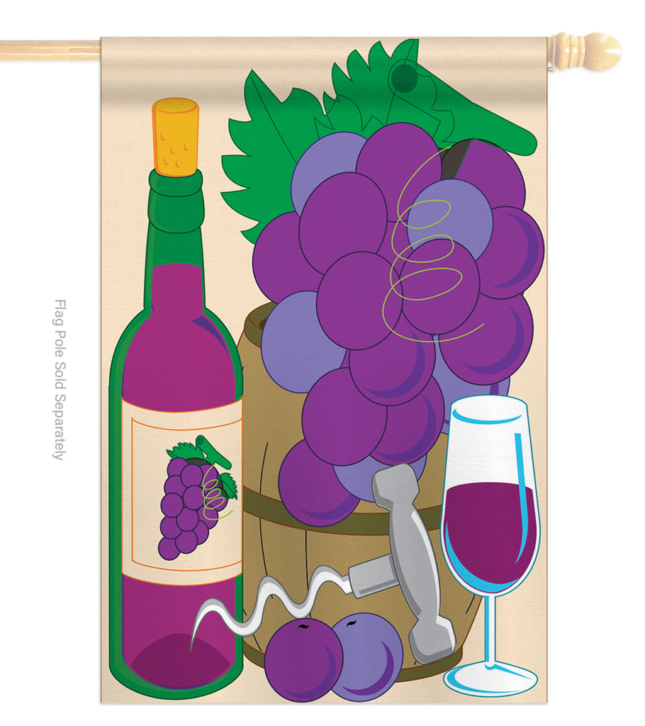 Grape - Wine Happy Hour & Drinks Vertical Applique Decorative Flags HG ...